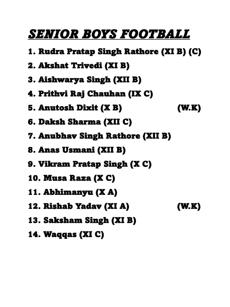 Senior Boys Football | PDF