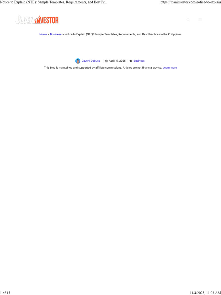 Notice To Explain (NTE) - Sample Templates, Requirements, and Best ...