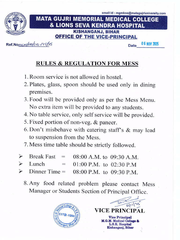 Rules and Regulation For Mess | PDF