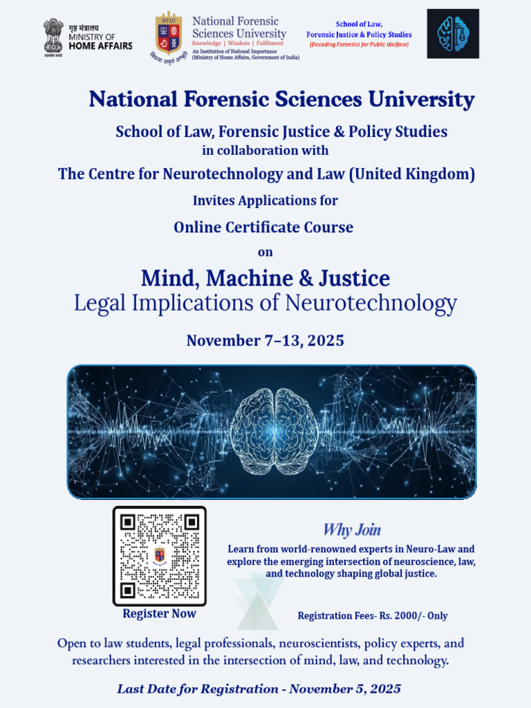 Brochure - Online Certificate Course On Mind, Machine & Justice - Legal Implications of ...