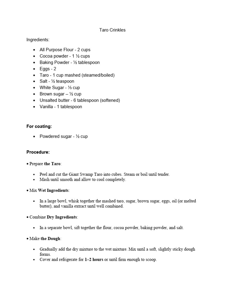 Taro Crinkle Cookies Recipe | PDF