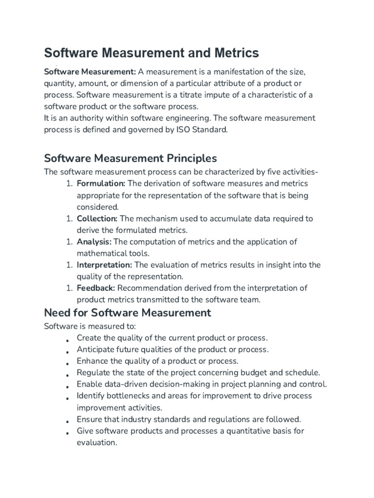 Software Measurement and Metrics Overview | PDF | Measurement ...