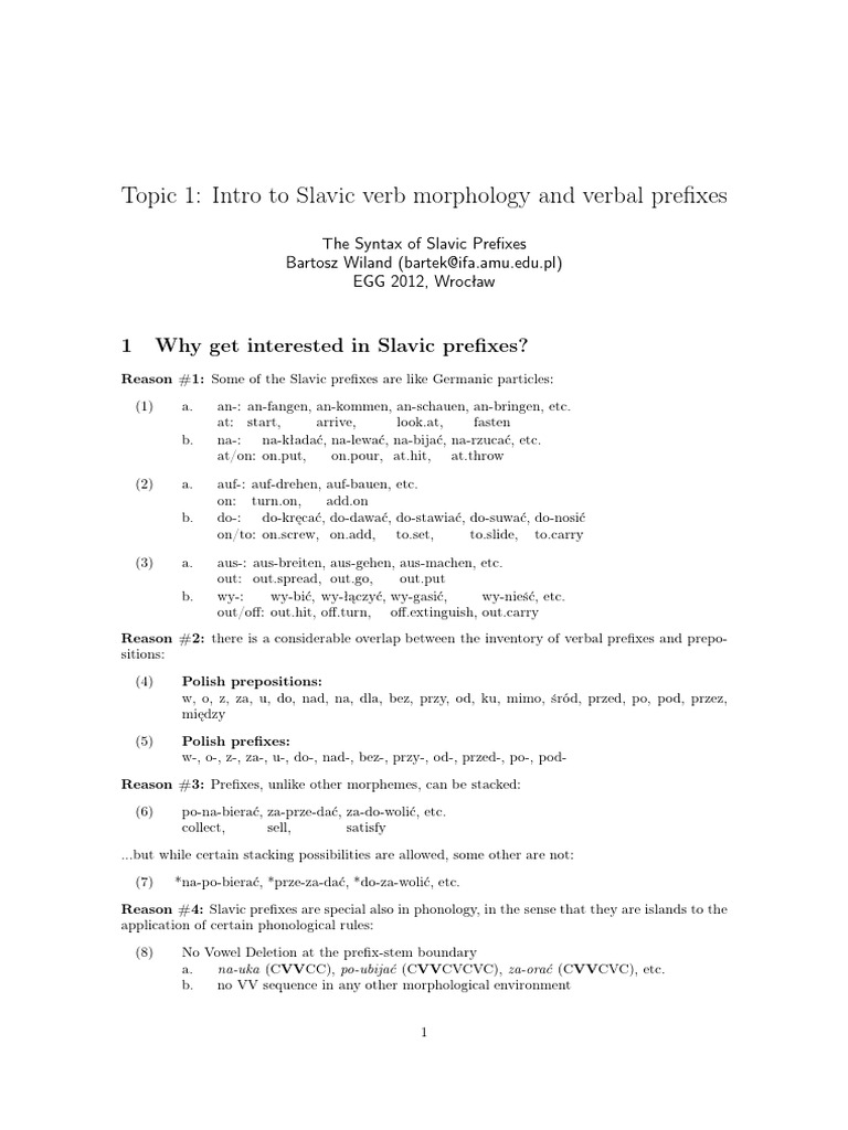 EGG_class_1 | PDF | Morphology (Linguistics) | Grammatical Tense