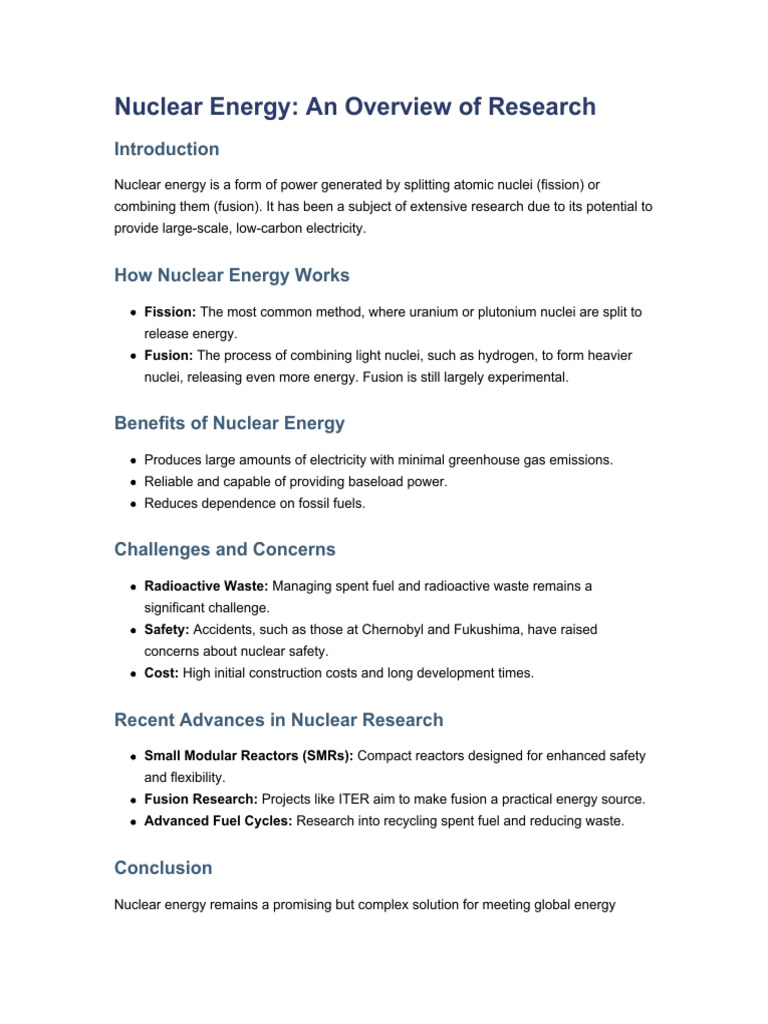 Nuclear Energy Research | PDF