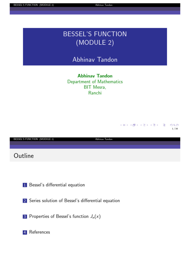 Bessel Function PPT Ma107 | PDF | Mathematical Analysis | Mathematical Objects