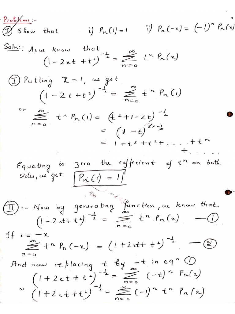 Problems Legendre Polynomial | PDF