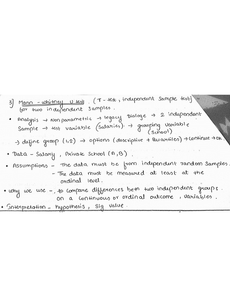 Mann Whitney U Test (T - Test) | PDF