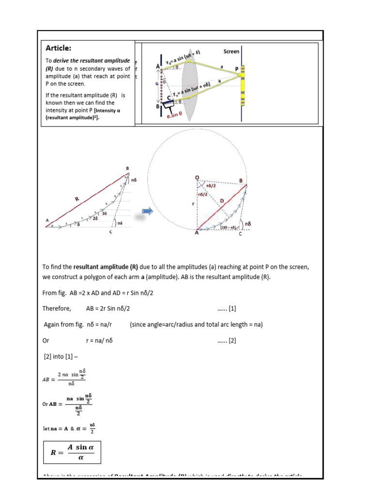 Diffraction Notes Physics | PDF | Angular Resolution | Diffraction