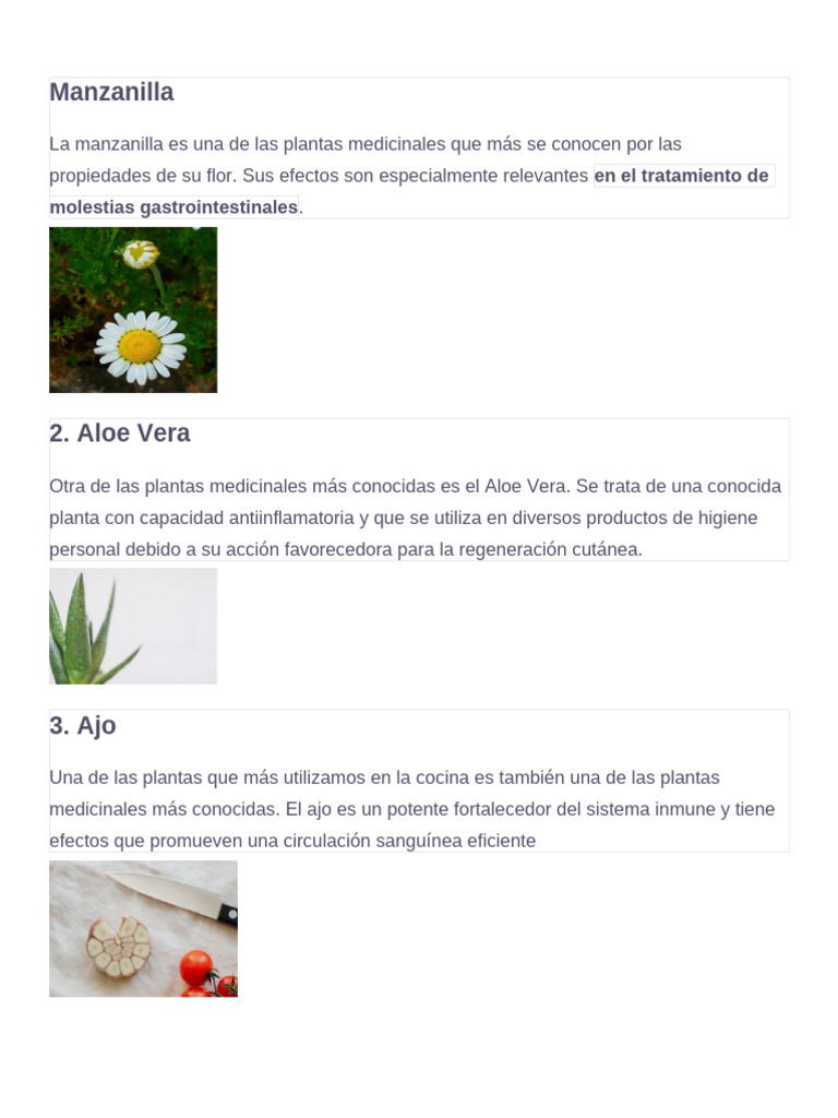 Plantas Medicinales | PDF | Nutrientes | Plantas