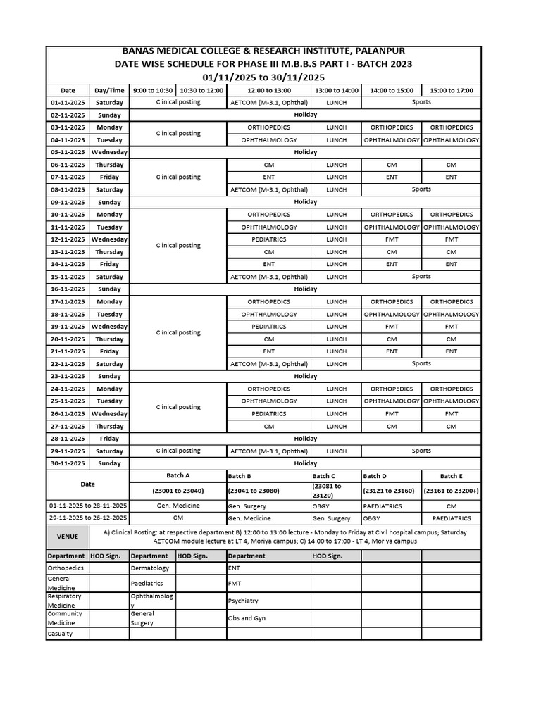 Revised November 25 2023 Batch Schedule | PDF | Medicine | Health Care
