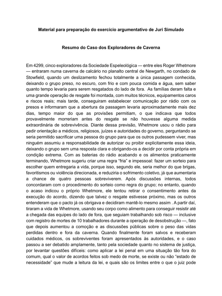 Caso dos Exploradores de Caverna: Análise Jurídica | PDF | Estado ...