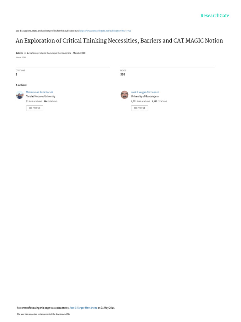An Exploration of Critical Thinking Necessities Ba | PDF | Critical ...