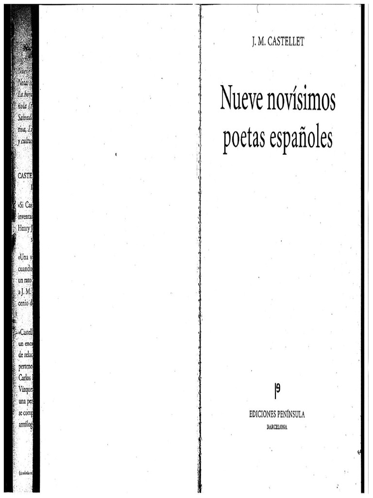 Nueve novísimos poetas españoles: renovación poética | PDF | Las artes