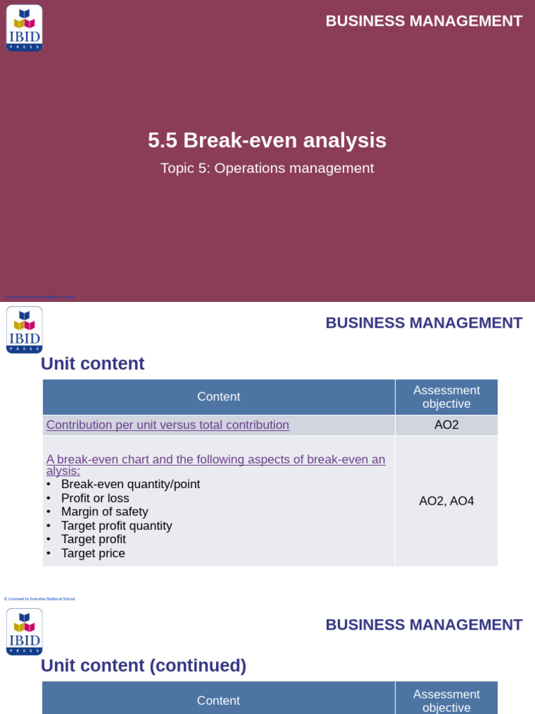 5.5 Break Even Analysis | PDF | Income Statement | Marketing