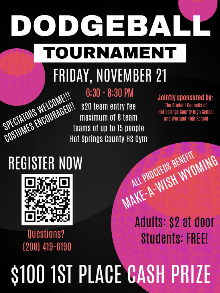 Black and White Minimalist Dodgeball Tournament Poster | PDF