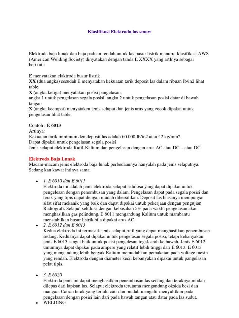 Klasifikasi Elektroda Las Smaw | PDF