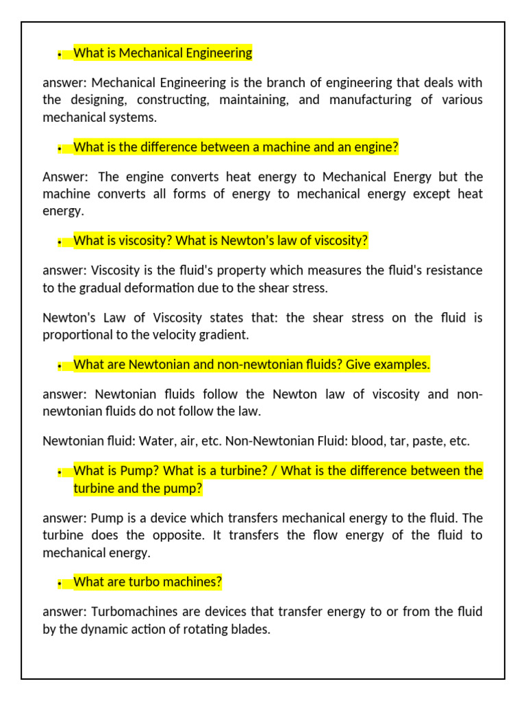 Mechanical Engineering Concepts Explained | PDF | Fluid Mechanics ...