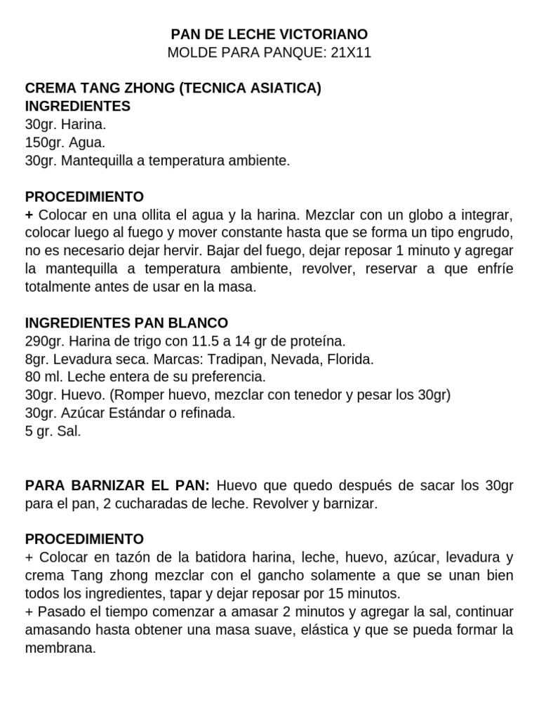 Recetas de Pan con Técnica Tang Zhong | PDF | Panes | Harina