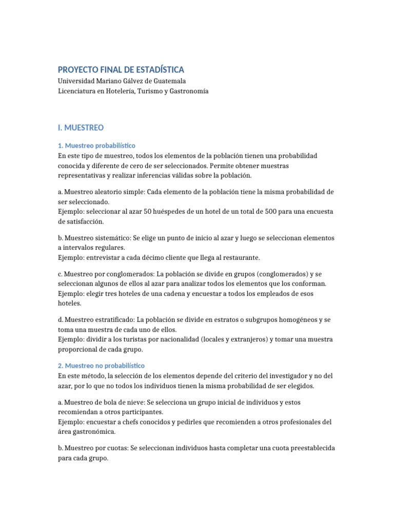 Proyecto Final Estadistica | PDF | Muestreo (Estadísticas)