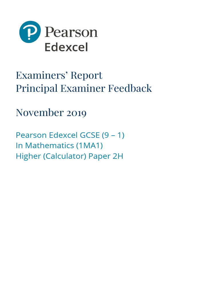Edexcel GCSE Maths 2H Examiner Feedback | PDF | Sphere | Area