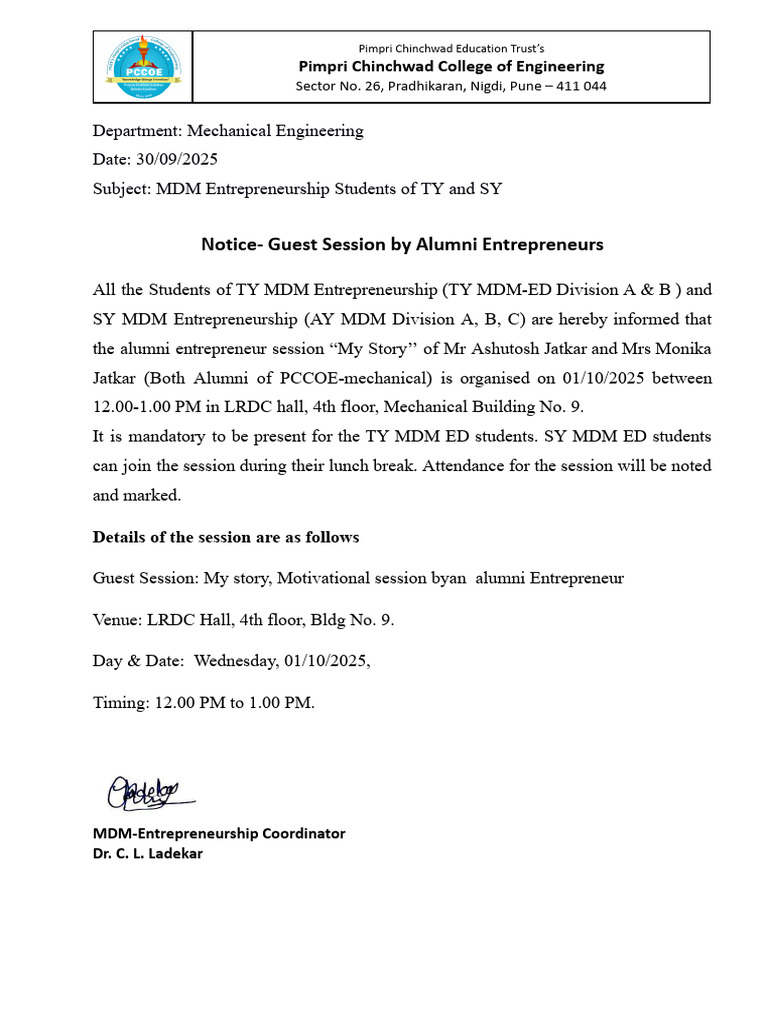 Ashutosh and Monika Guest Session - Notice | PDF