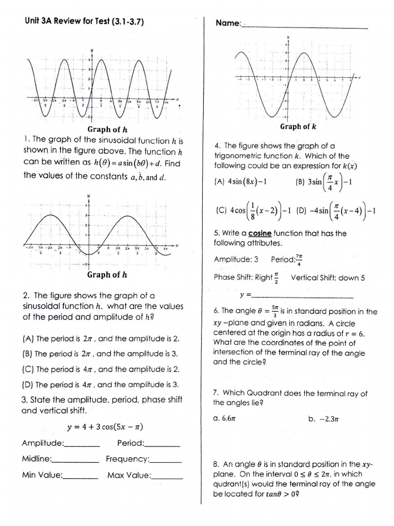 Pre Calc Unit 3 Review | PDF