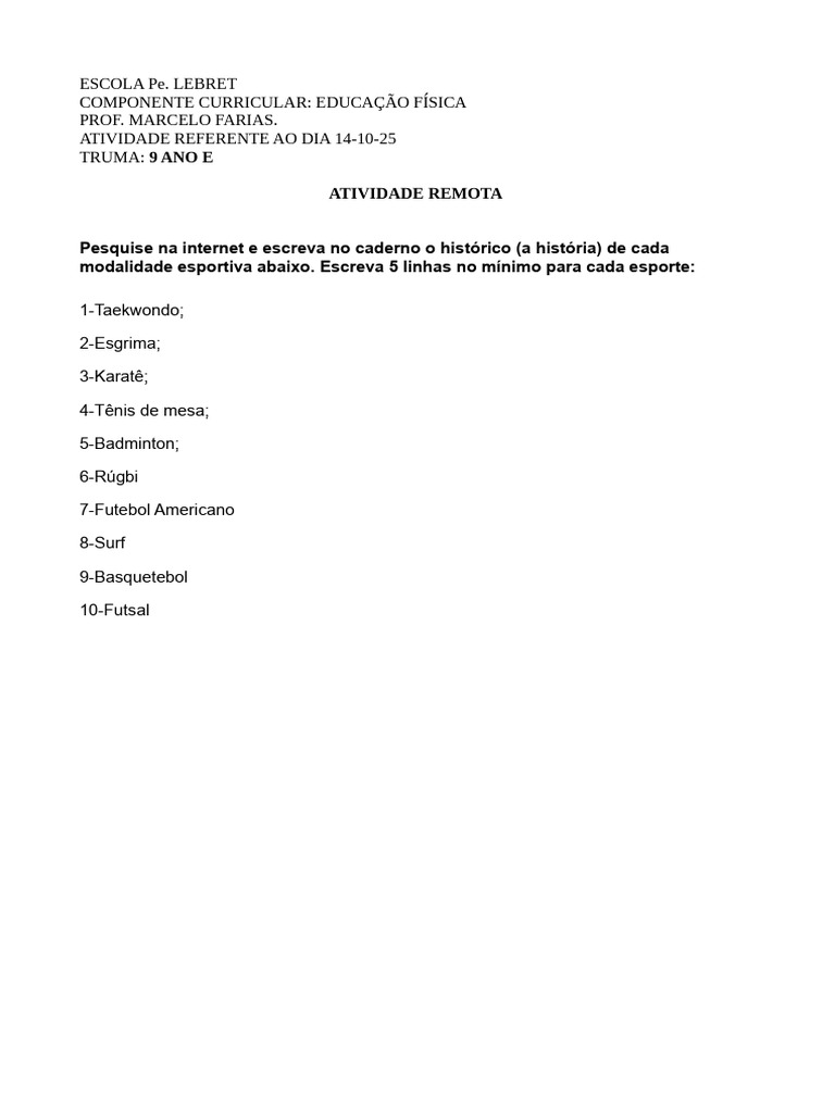 Atividade 14-10-25 9E | PDF