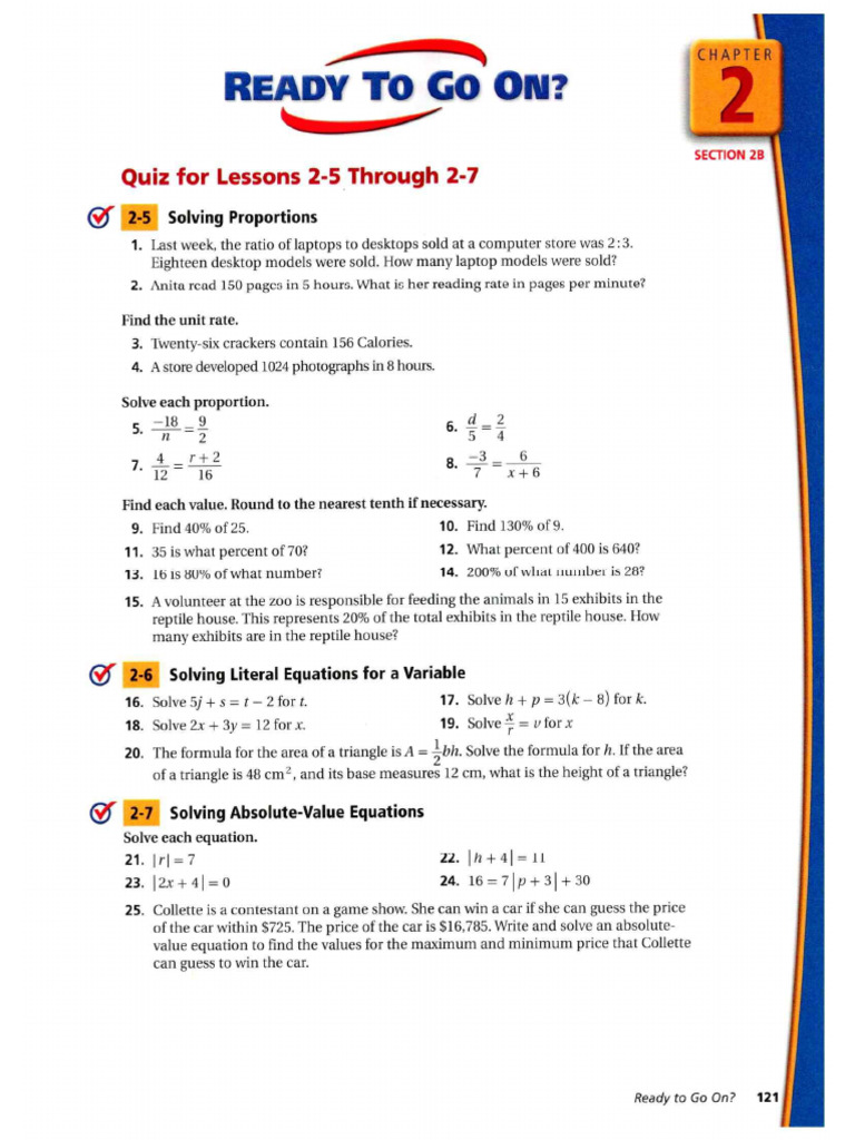 Algebra 1 CH 02 Quiz 2 | PDF