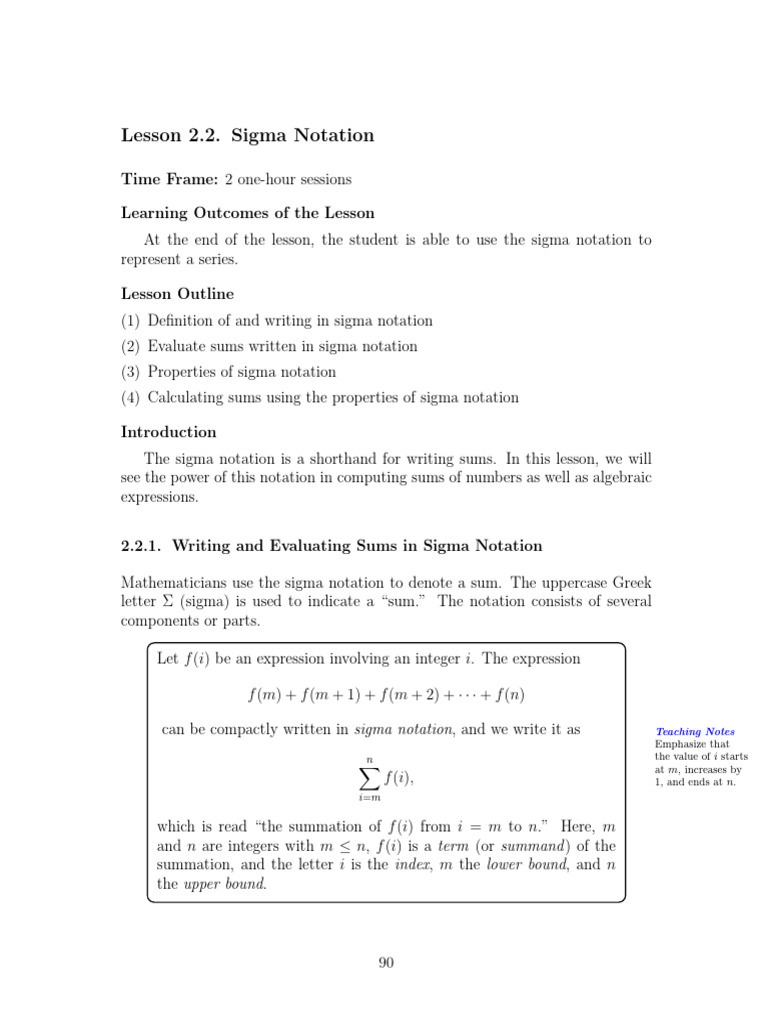 Understanding Sigma Notation in Math | PDF | Summation | Mathematics