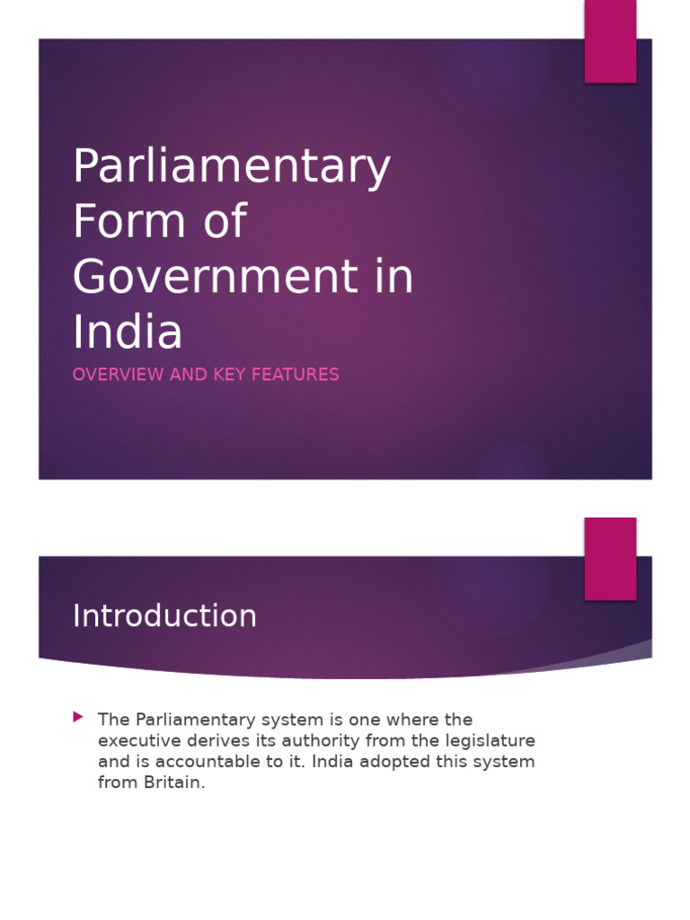 Parliamentary Form of Government India | PDF