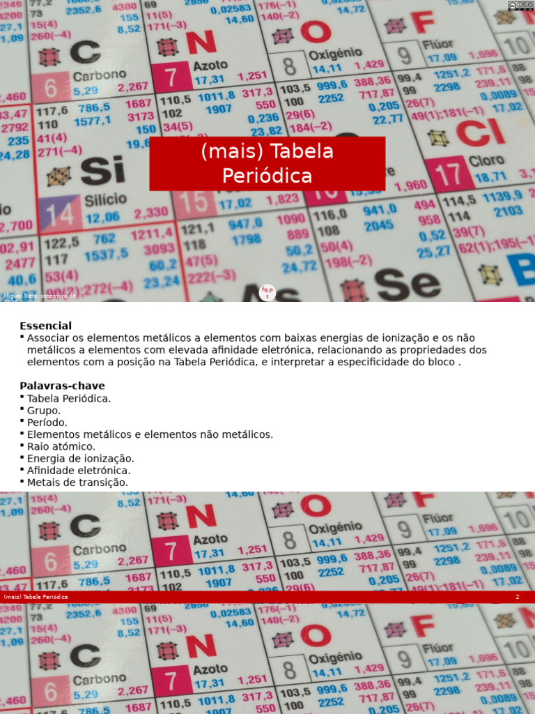 Propriedades da Tabela Periódica | PDF | Tabela periódica | Átomos
