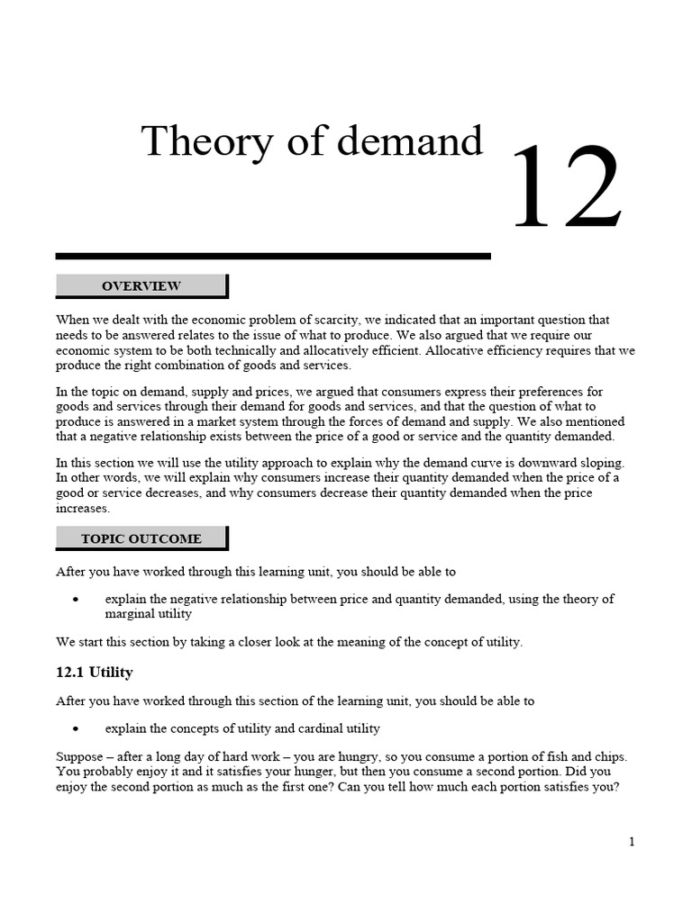 Topic 12 Theory of Demand | PDF | Utility | Demand