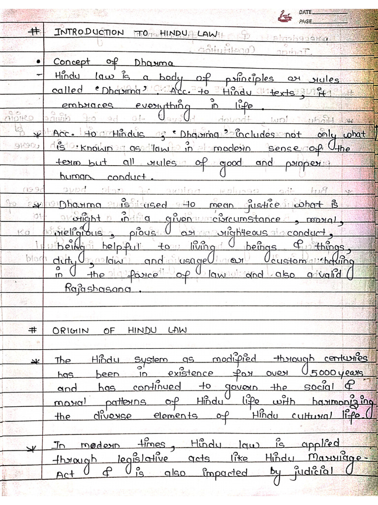 Hindu Law Notes (Semester 5th) | PDF