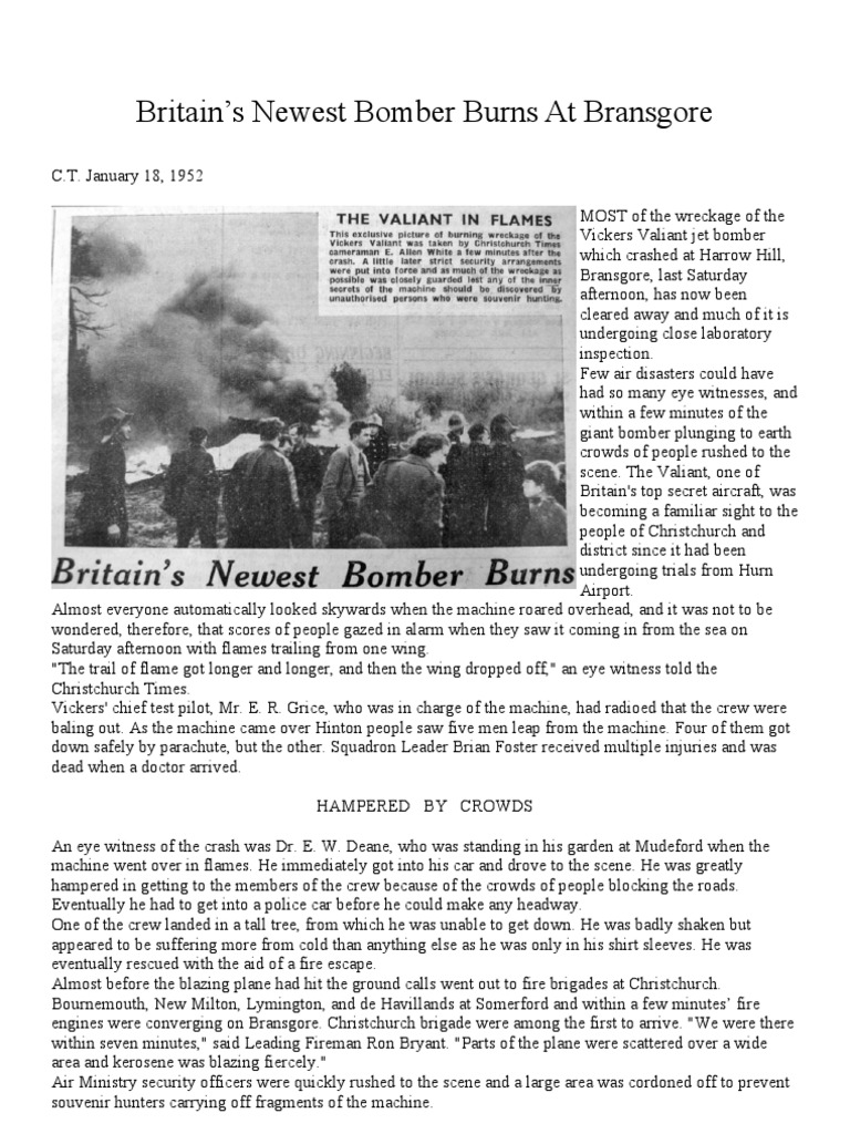 Bomber Crash Bransgore 1952 | PDF | Aviation | Accident (General)