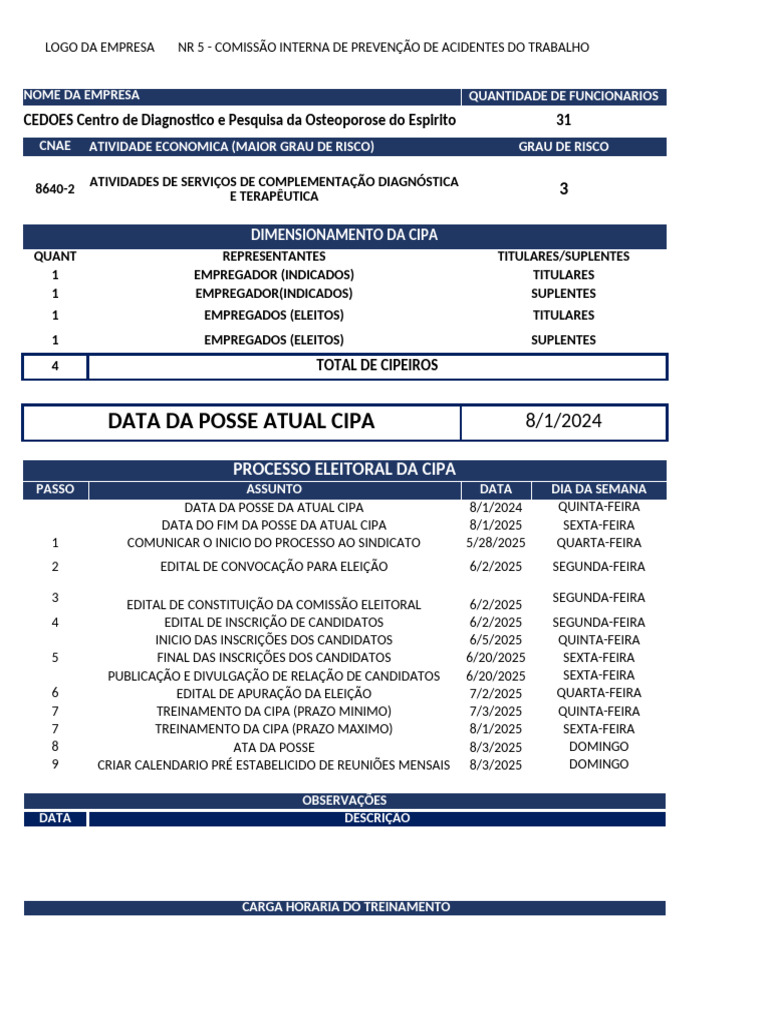 CIPA CALENDARIO E DIMENSIONAMENTO 2023 | PDF