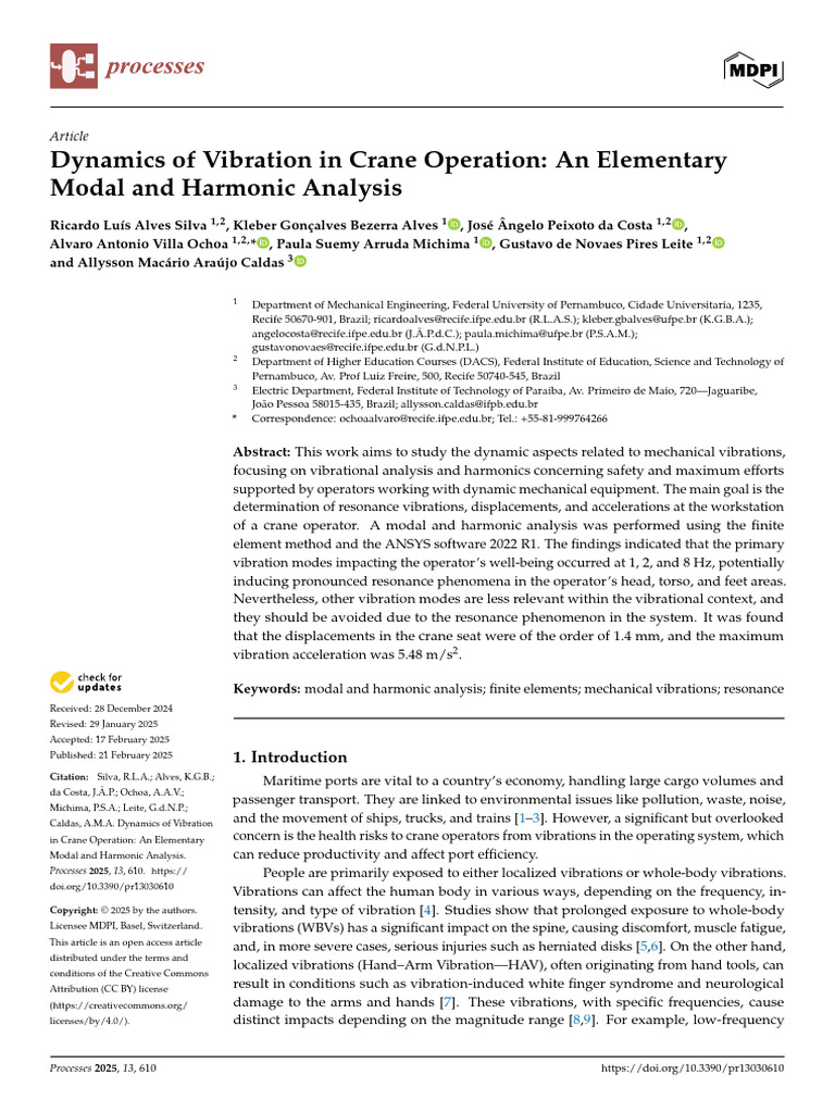 Dynamics of Vibration in Crane Operation | PDF | Damping | Mechanical ...