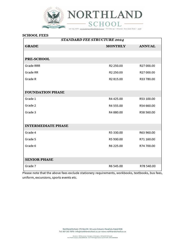 School Fees 2024 | PDF
