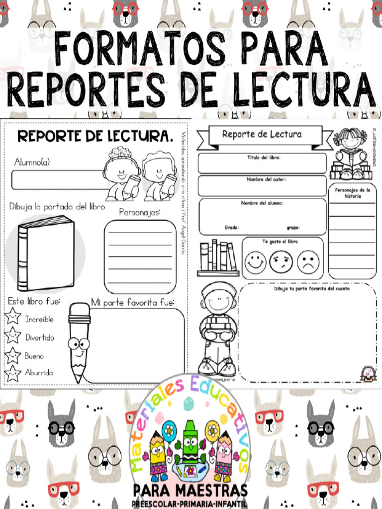 50 Formatos para Reporte de Lectura Recopilatorio Por Materiales ...