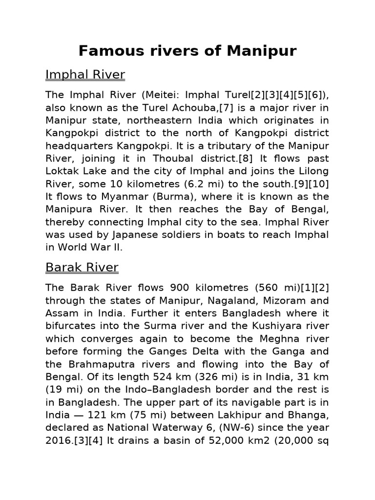 Famous Rivers of Manipur (Umulvara) | PDF | Earth Sciences