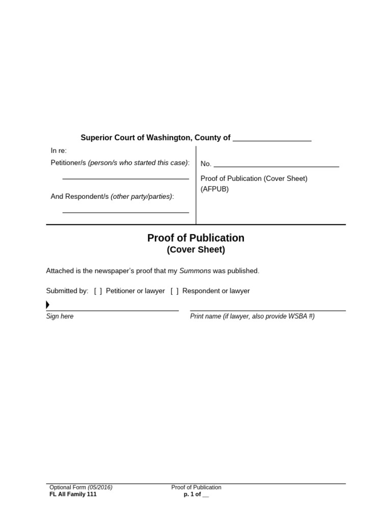 FL All Family 111 Proof of Publication Cover Sheet | PDF