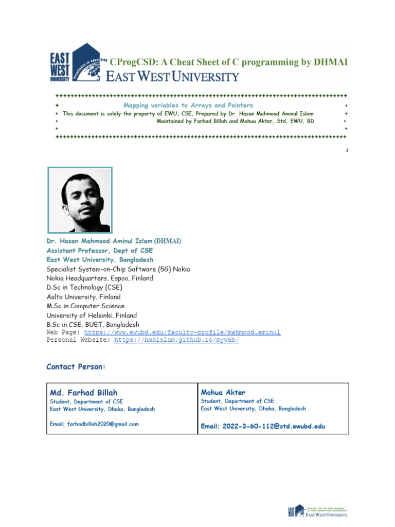 DHMAI C | PDF | Pointer (Computer Programming) | Variable (Computer Science)