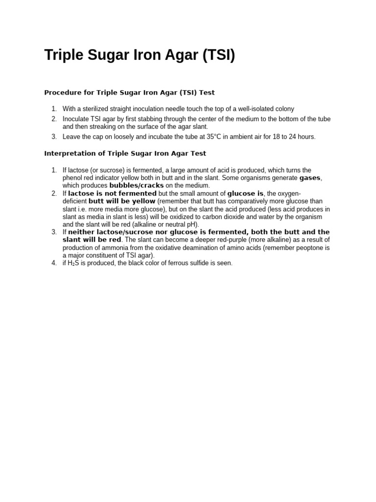 Triple Sugar Iron Agar Test Guide | PDF