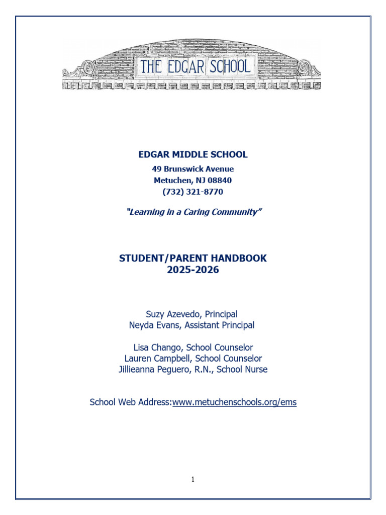 Edgar Middle School Handbook 2025-2026 | PDF | Harassment | Sexual ...