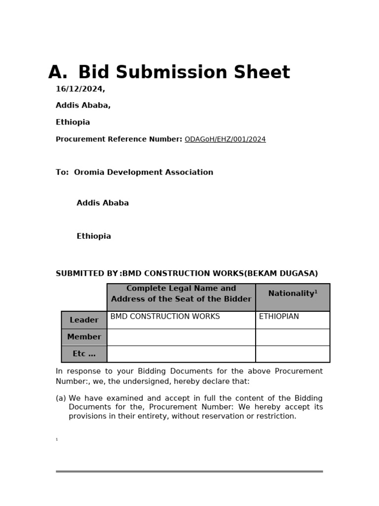 Baha biftu bid submiss | PDF | Quality Assurance | Business