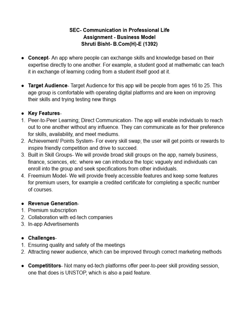 Business Model SEC | PDF
