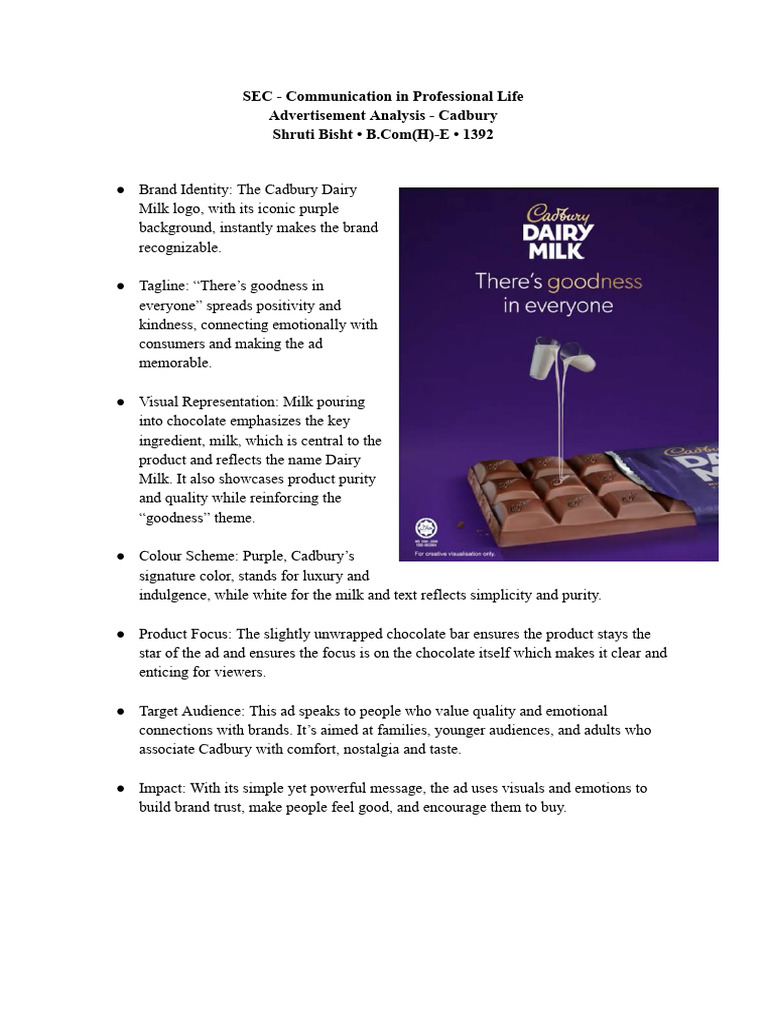 Advertisement Analysis - Cadbury | PDF