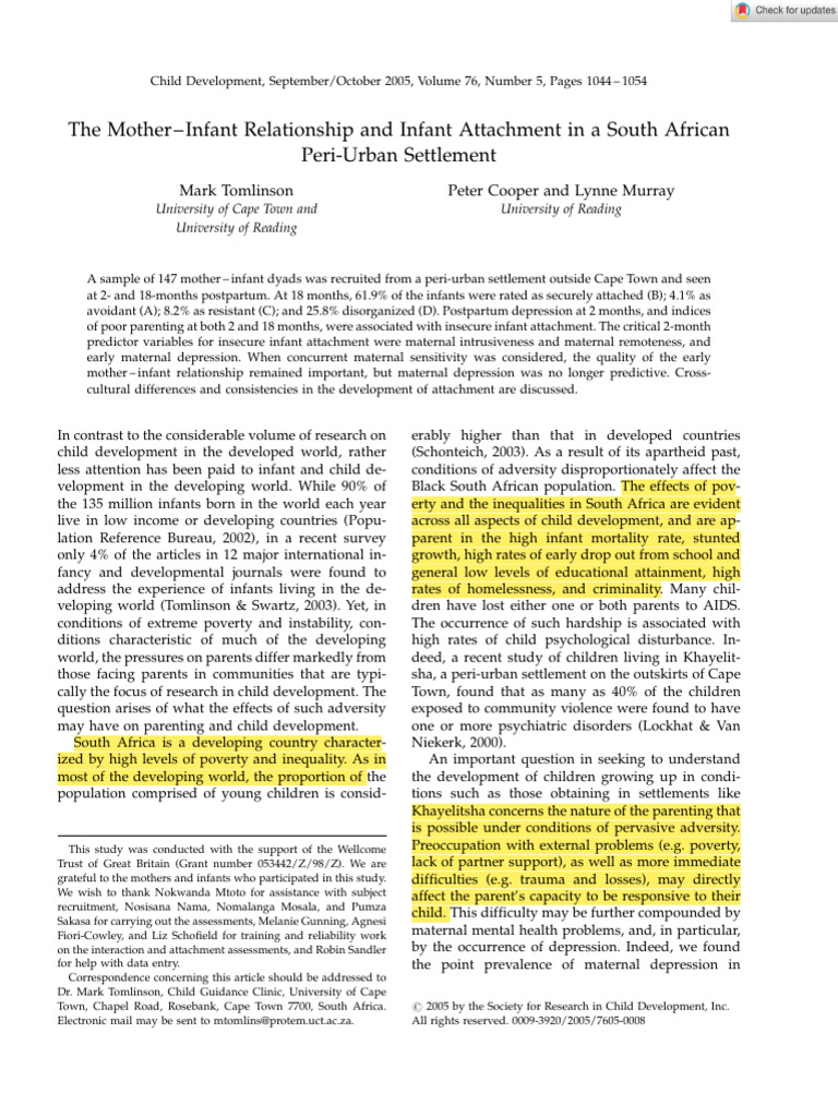 Mother-Infant Attachement | PDF | Attachment Theory | Human Development