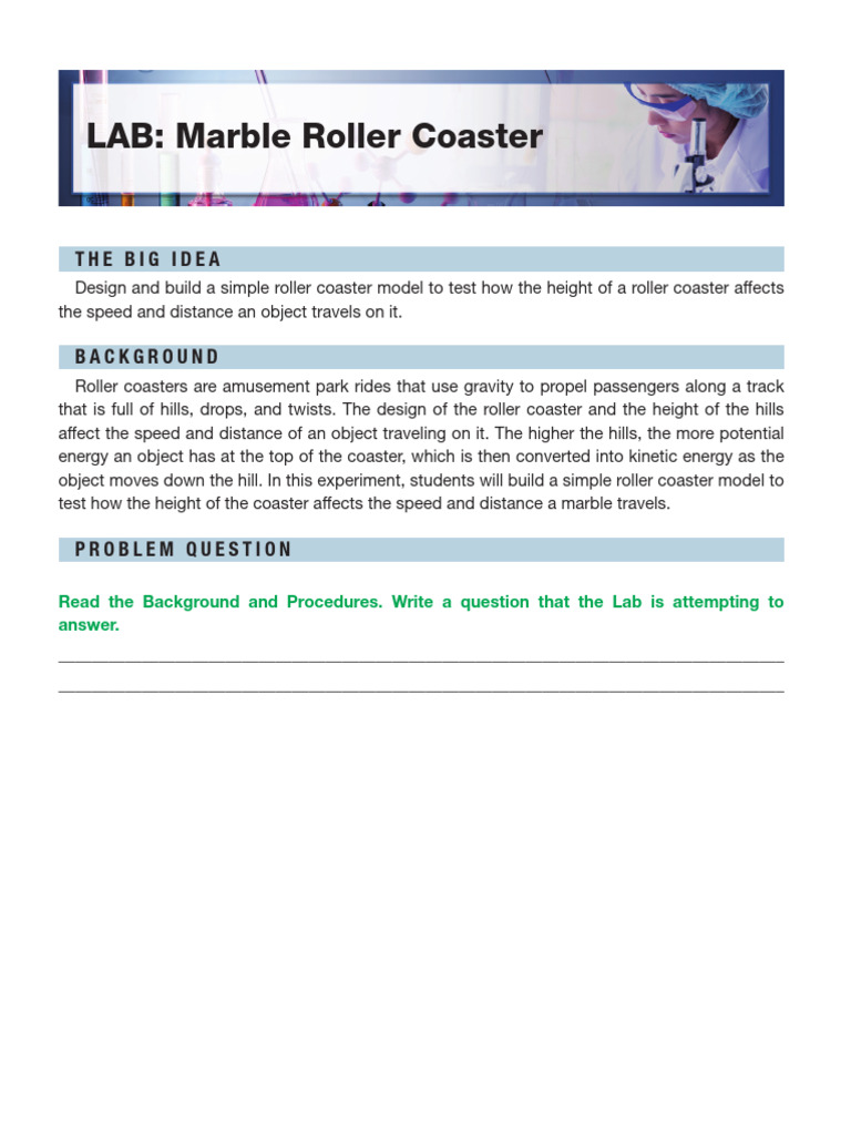 8SCI Lab Marble Roller Coaster | PDF | Experiment | Scientific Method
