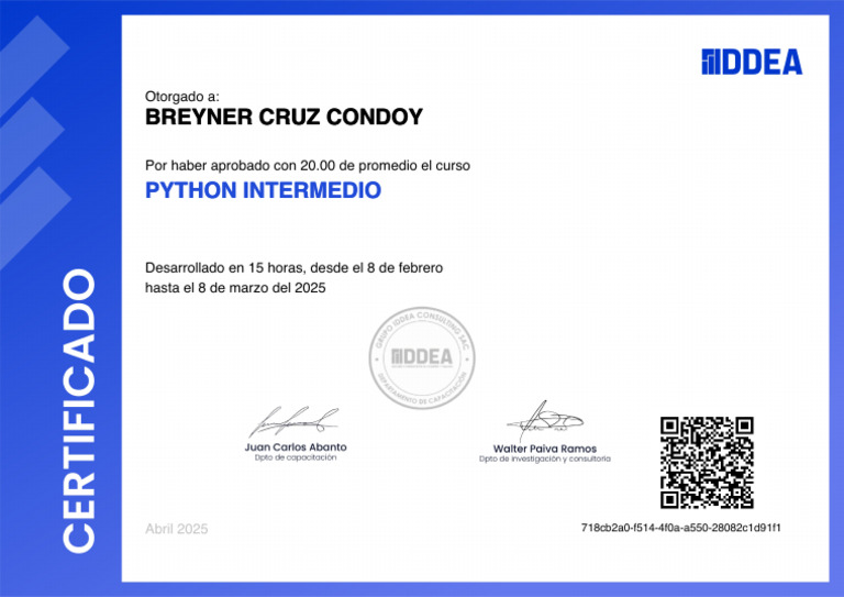 Breyner Cruz Condoy Breyner Cruz Condoy: Python Intermedio Python Intermedio | PDF