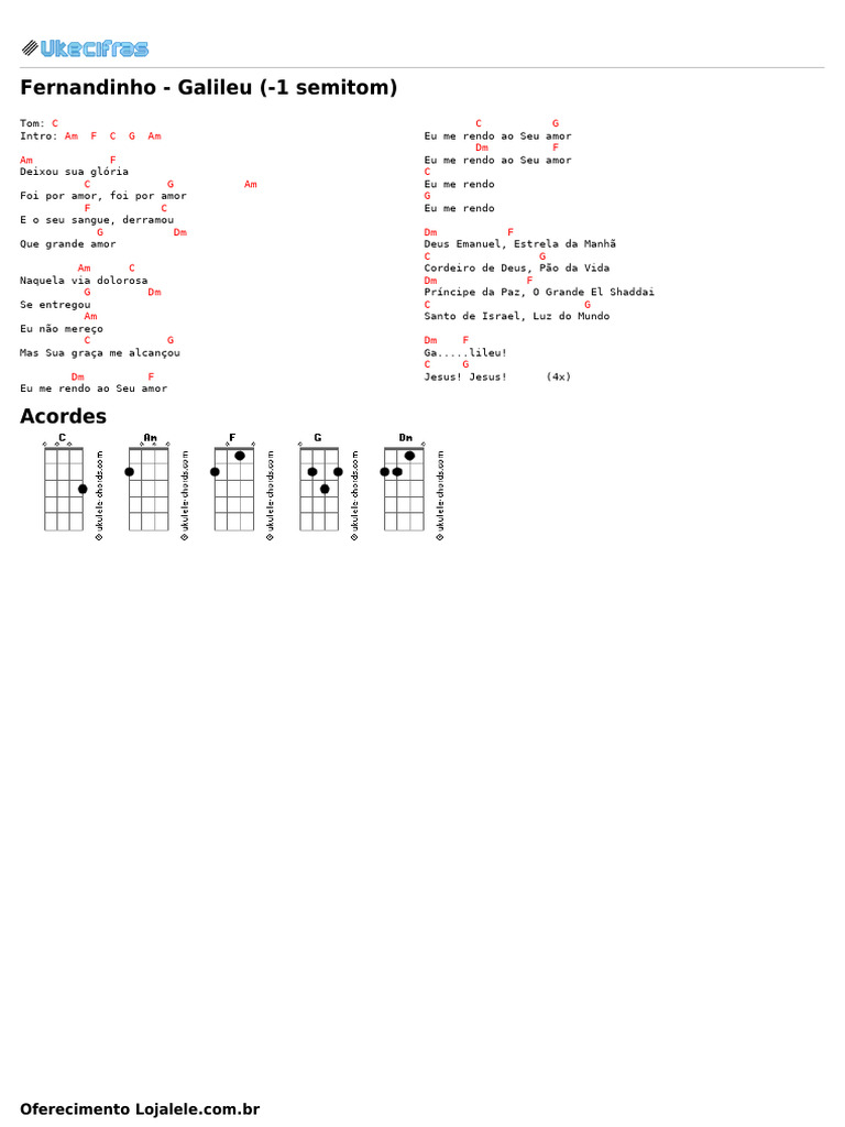 Fernandinho - Galileu [Uke Cifras] | PDF